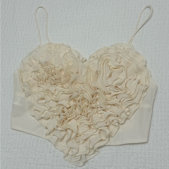 Zara | Intimates & Sleepwear | Zara Cream Ruffled Heart Bralette | Poshmark
